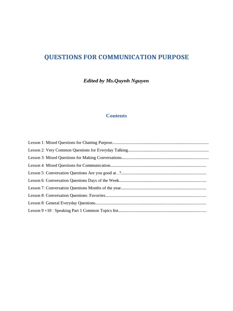 Questions for Communication Purpose | PDF