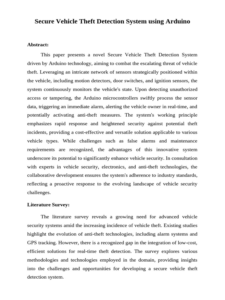 Arduino-Based Vehicle Theft Detection System | PDF | Computer Security ...