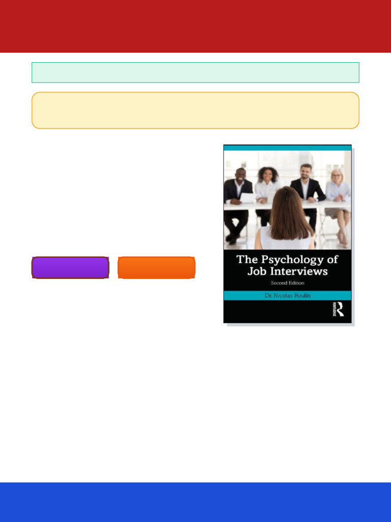 The Psychology of Job Interviews 2nd Edition Nicolas Roulin ebook test ...