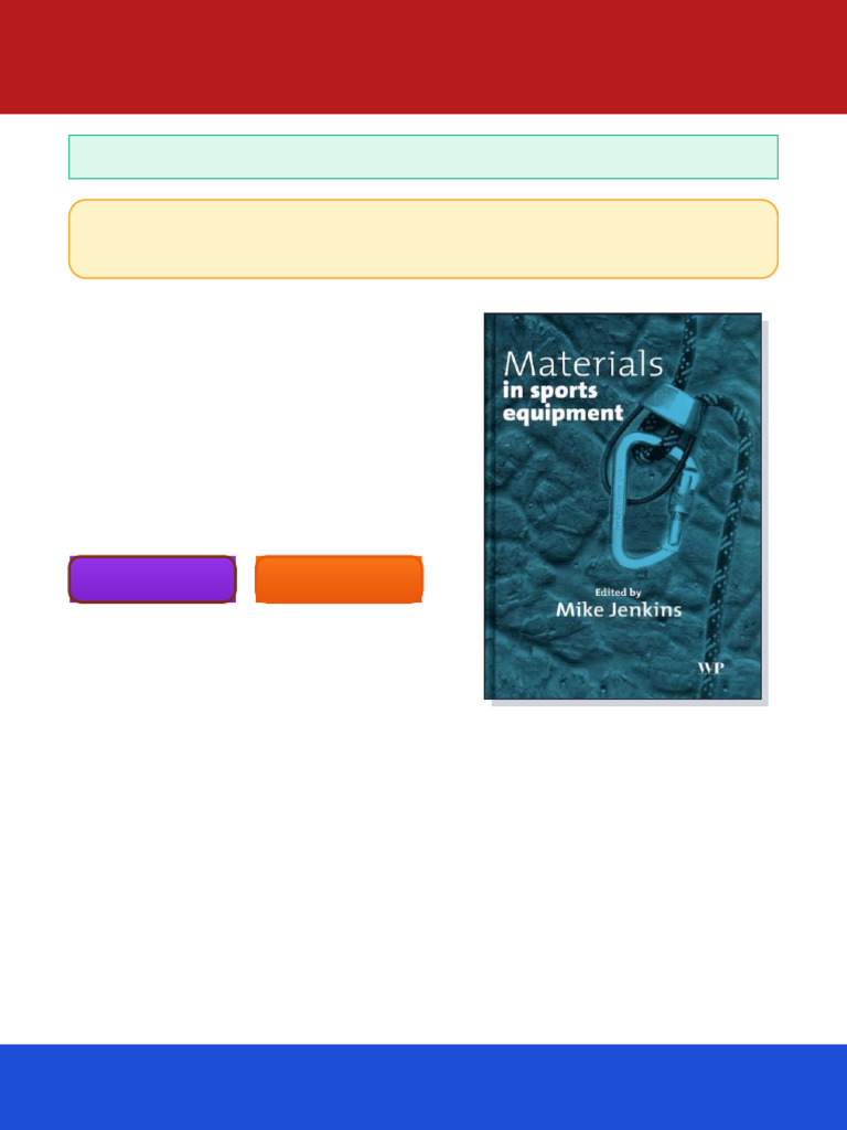 Materials in Sports Equipment Volume 1 1st Edition M. Jenkins (Eds ...