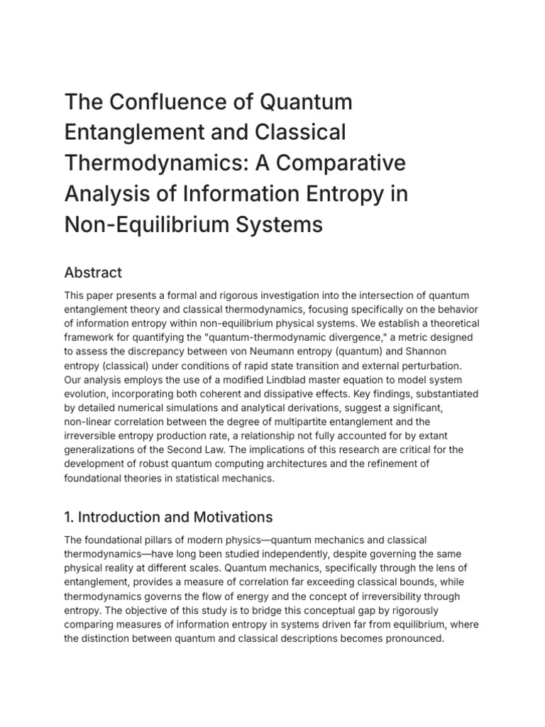 The Confluence of Quantum Entanglement and Classical Thermodynamics_ A ...