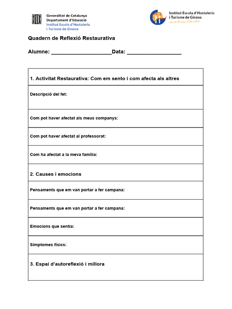 Quadern de Reflexió Restaurativa | PDF