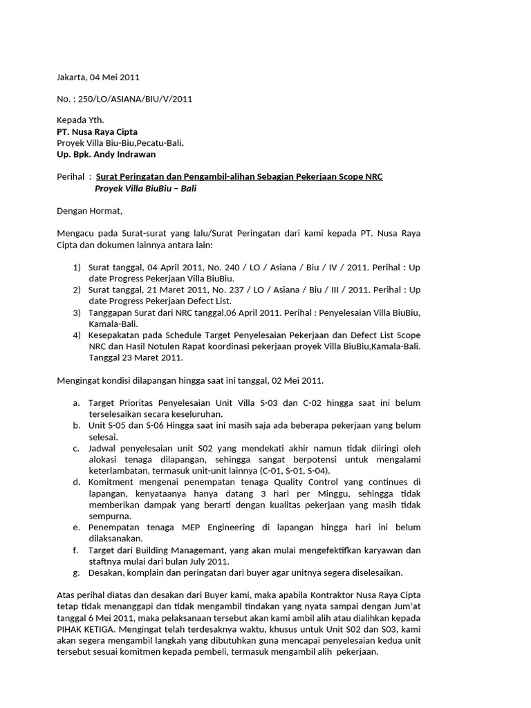 Surat Peringatan Ke NRC by KAB | PDF