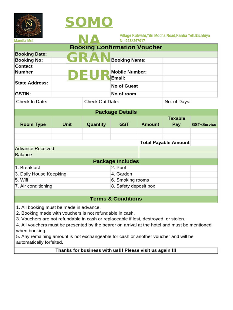 Booking Confirmation Voucher | PDF
