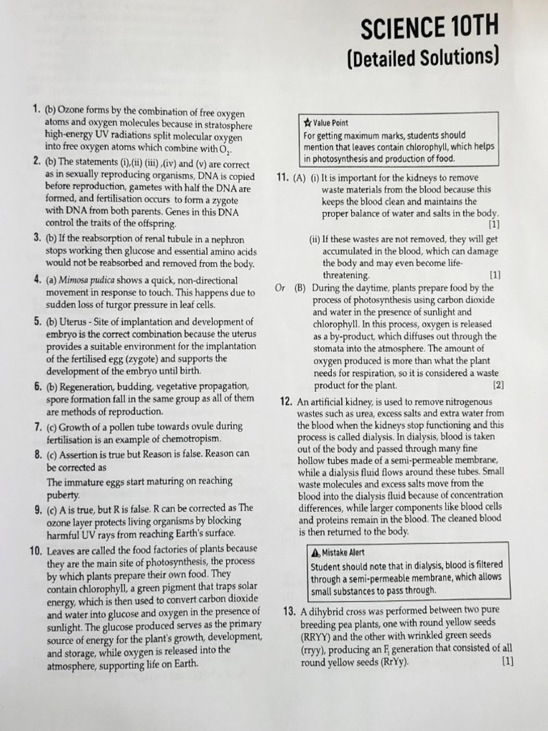 10th Grade Science Solutions Guide | PDF | Rust | Fertilisation