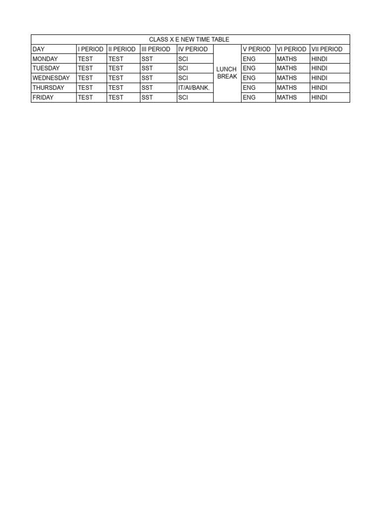 New Time Table | PDF