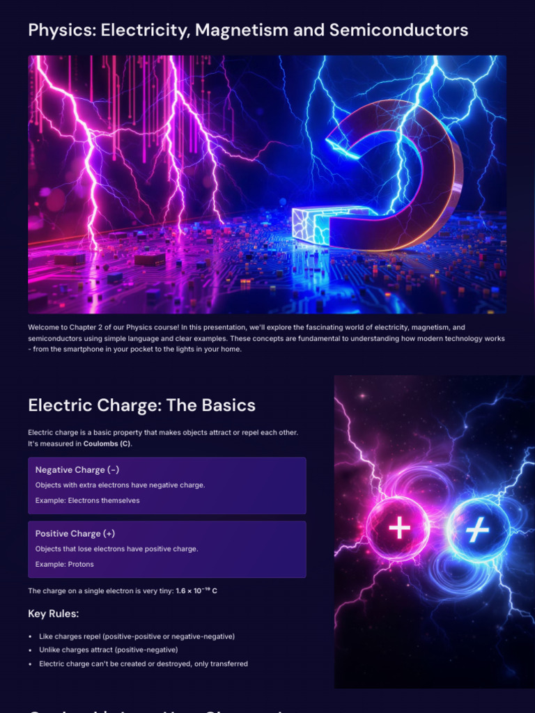 Electricity, Magnetism & Semiconductors Guide | PDF | P–N Junction | Diode
