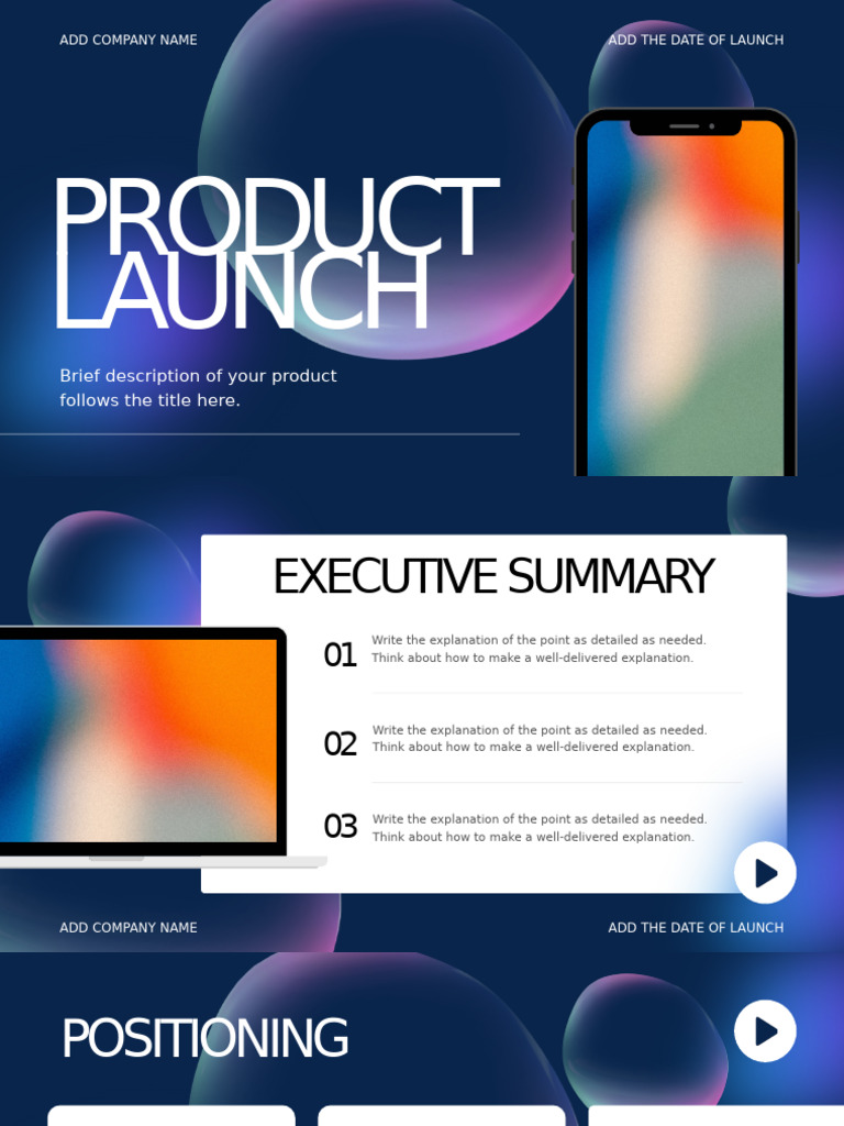 Blue Modern Gradient Product Launch Apps Mockup Business Presentation ...