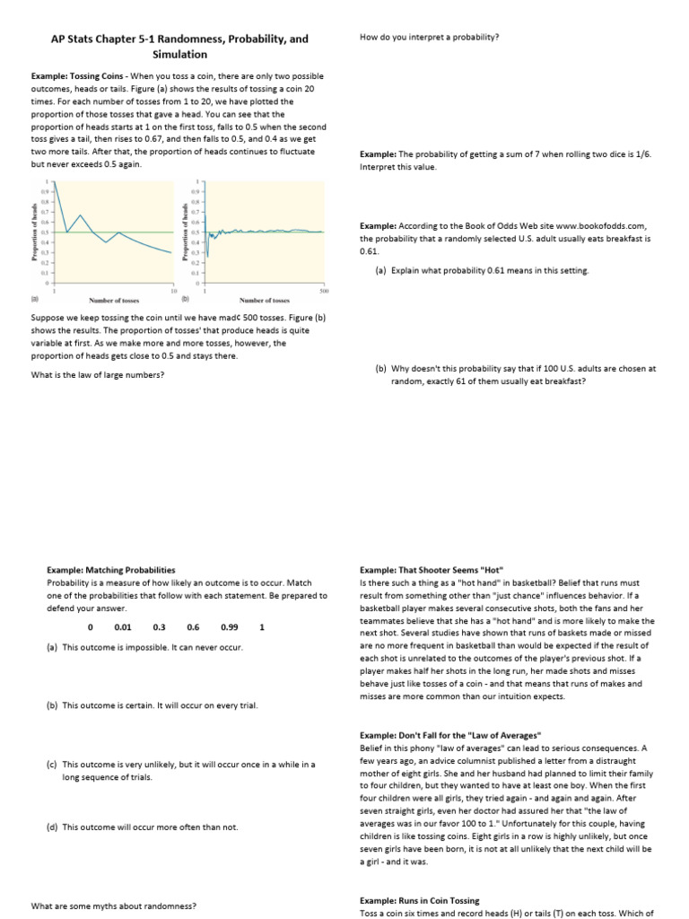 AP Stats Ch 5-1 Blank Notes Two column | PDF | Probability | Randomness