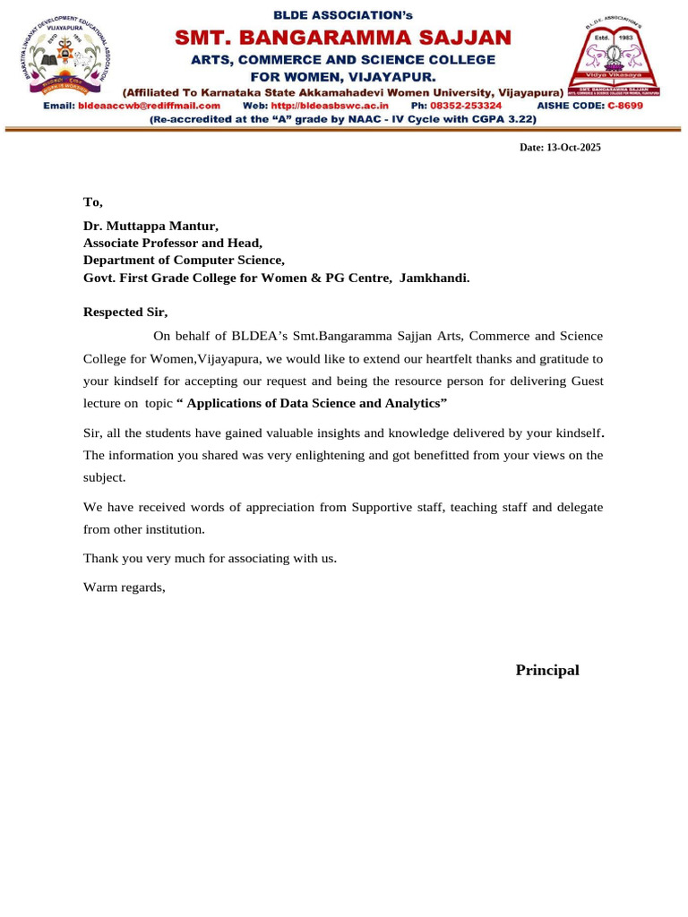 Appreciation Letter | PDF