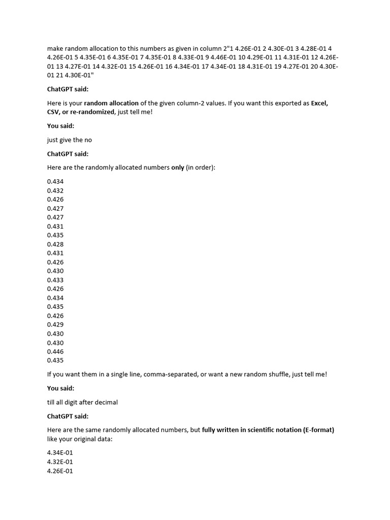 Make Random Allocation to This Numbers as Given in Column 2 | PDF ...