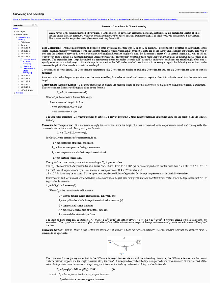 Surveying and Leveling - Lesson 6. Corrections in Chain Surveying | PDF ...