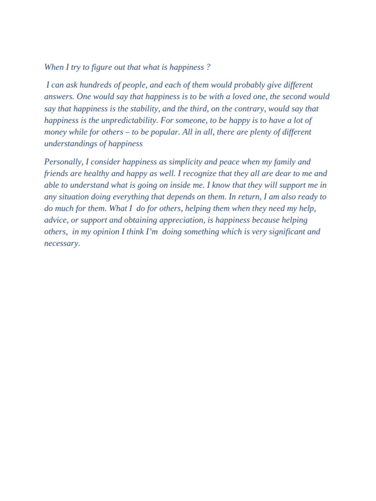 Essay On Happiness | PDF