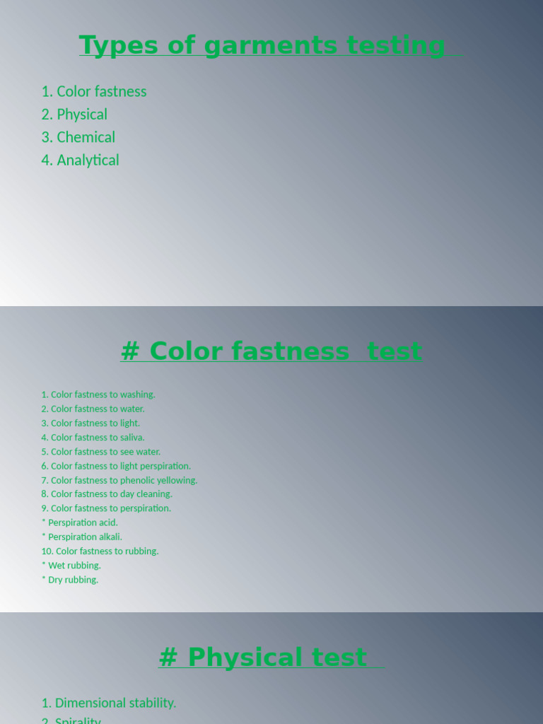 Type of Garments Test | PDF