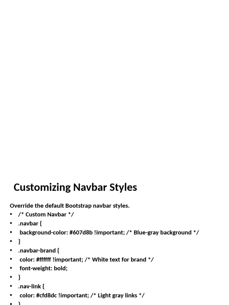 Custom Bootstrap Navbar and Card Styles | PDF