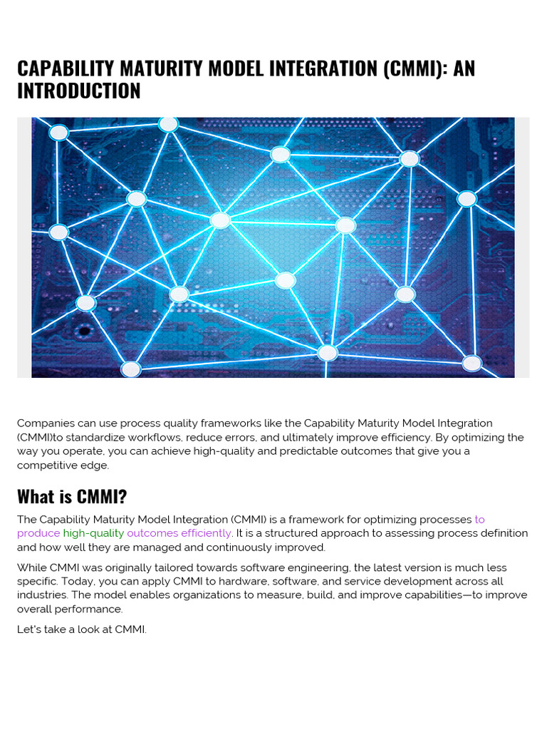 CMMI Framework Overview and Benefits | PDF | Business | Information ...
