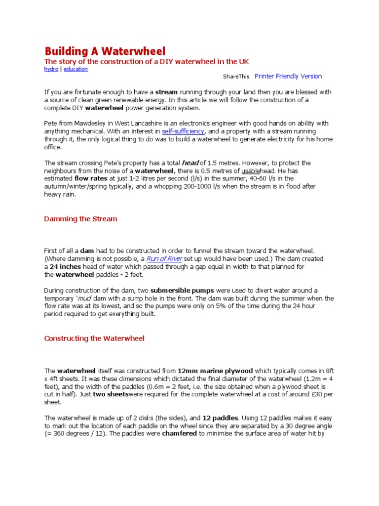 Building A Waterwheel | PDF | Plywood | Dam