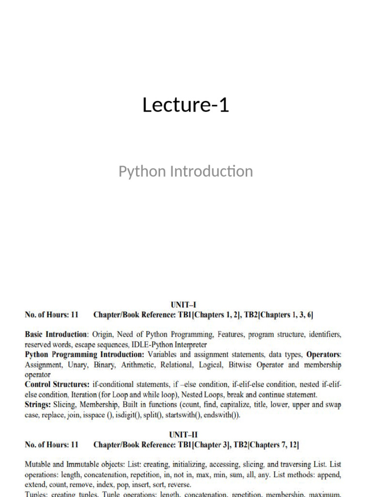 lecture-1 | PDF | Python (Programming Language) | Scripting Language