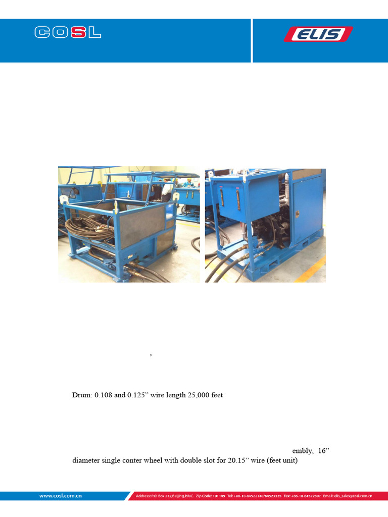 Single Drum Slickline Unit & Power Pack | PDF | Valve | Mechanical ...