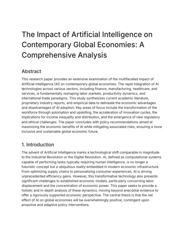 The Impact of Artificial Intelligence On Contemporary Global Economies ...