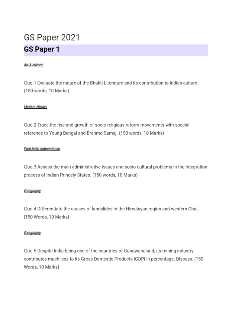 GS Paper 2021 | PDF | Hospital | Food Security