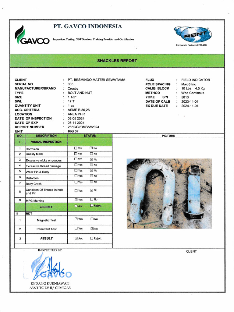 Report Pt.bms-rig#07 - Ndt Hoisting, Ndt Lgi - Wo. 256, 257 | PDF ...