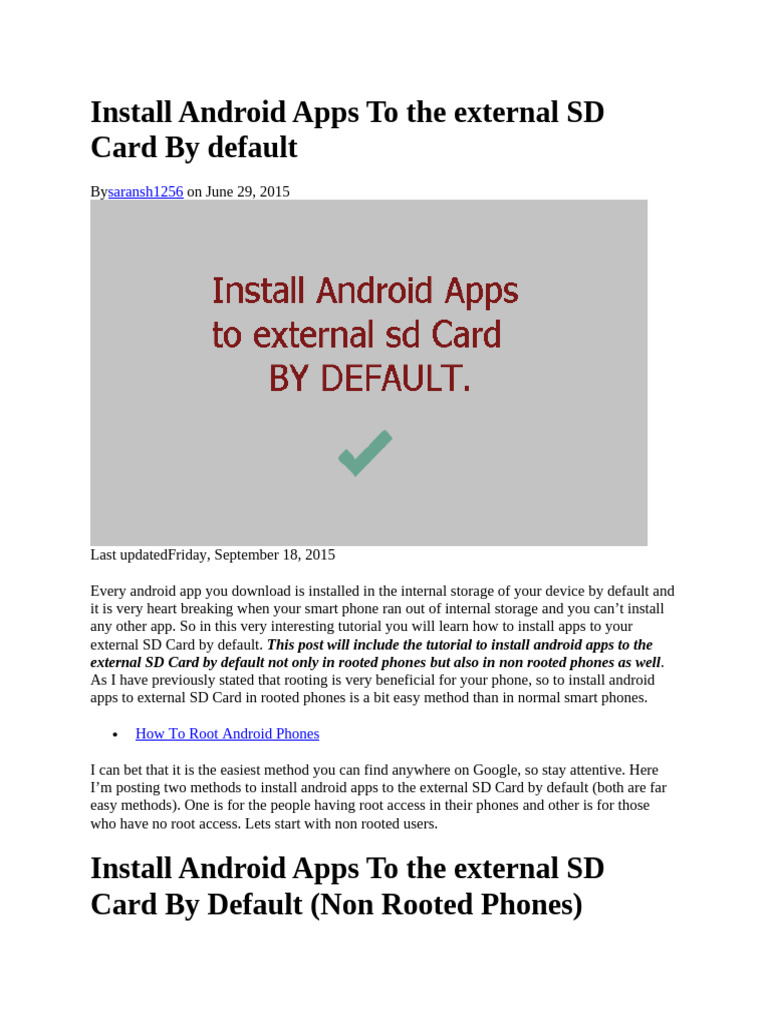 Install Android Apps on SD Card Guide | PDF | System Software ...