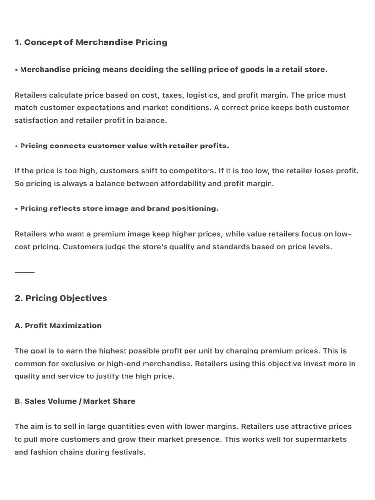 Merchandise Pricing Strategies Explained | PDF | Pricing | Retail