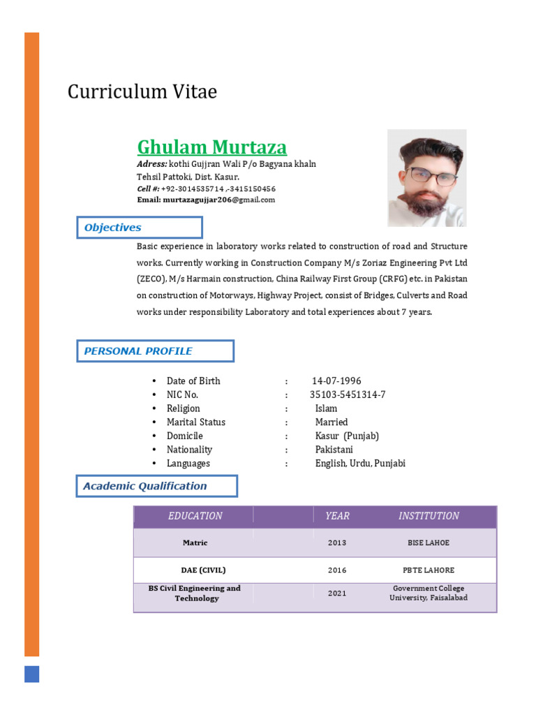 murtaza cv pdf | PDF | Concrete | Construction Aggregate