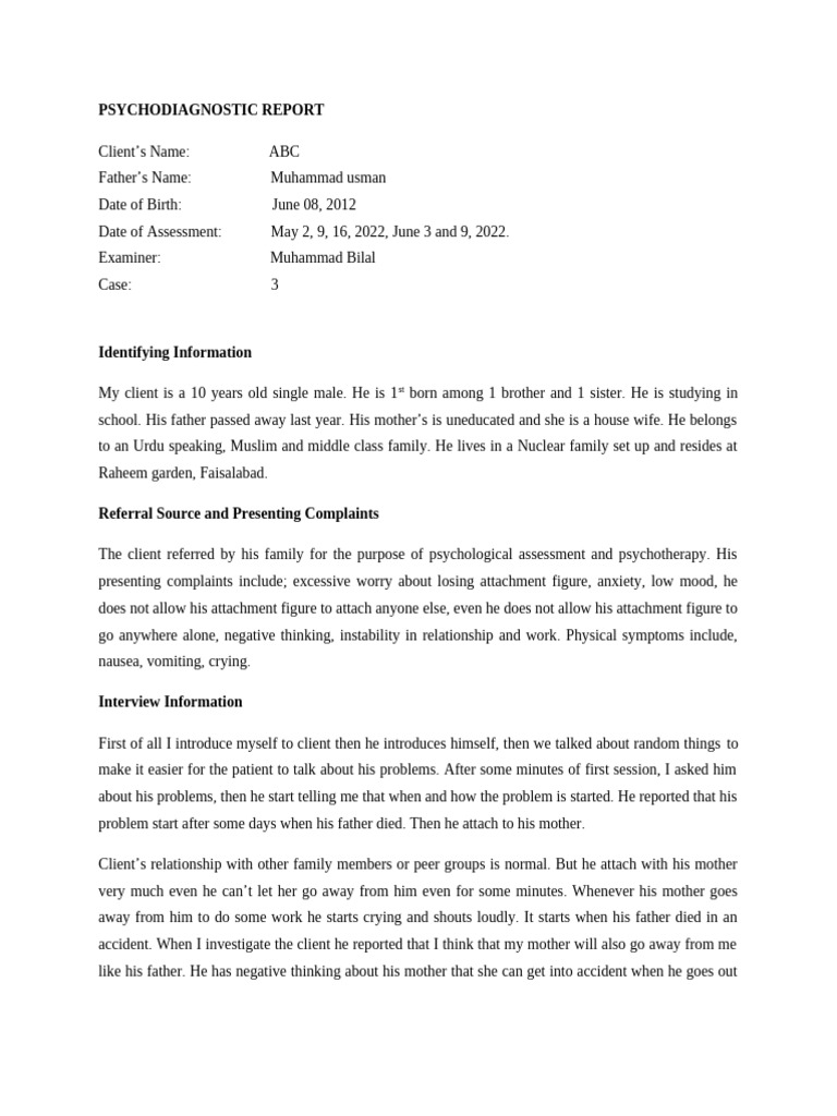 Seperation Anxiety Disorder (Child) | PDF | Cognitive Behavioral ...