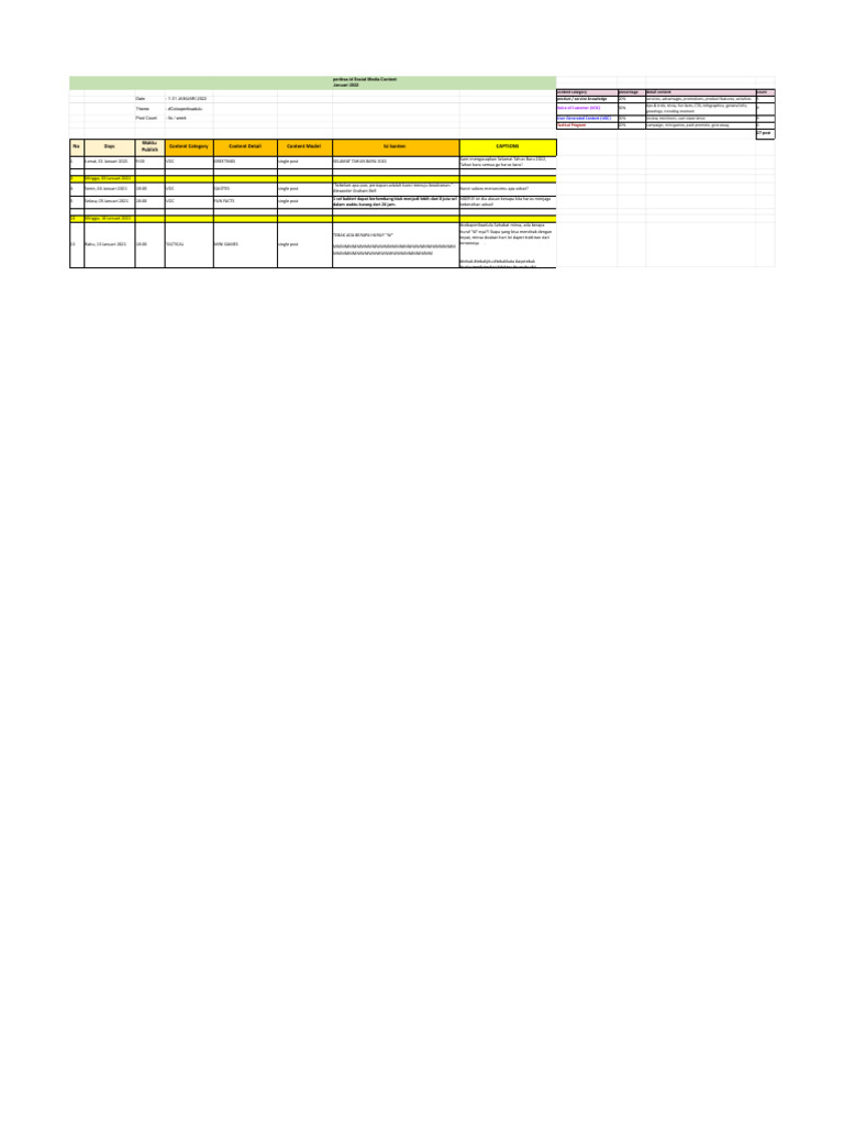 CONTOH CONTENT PLAN | PDF