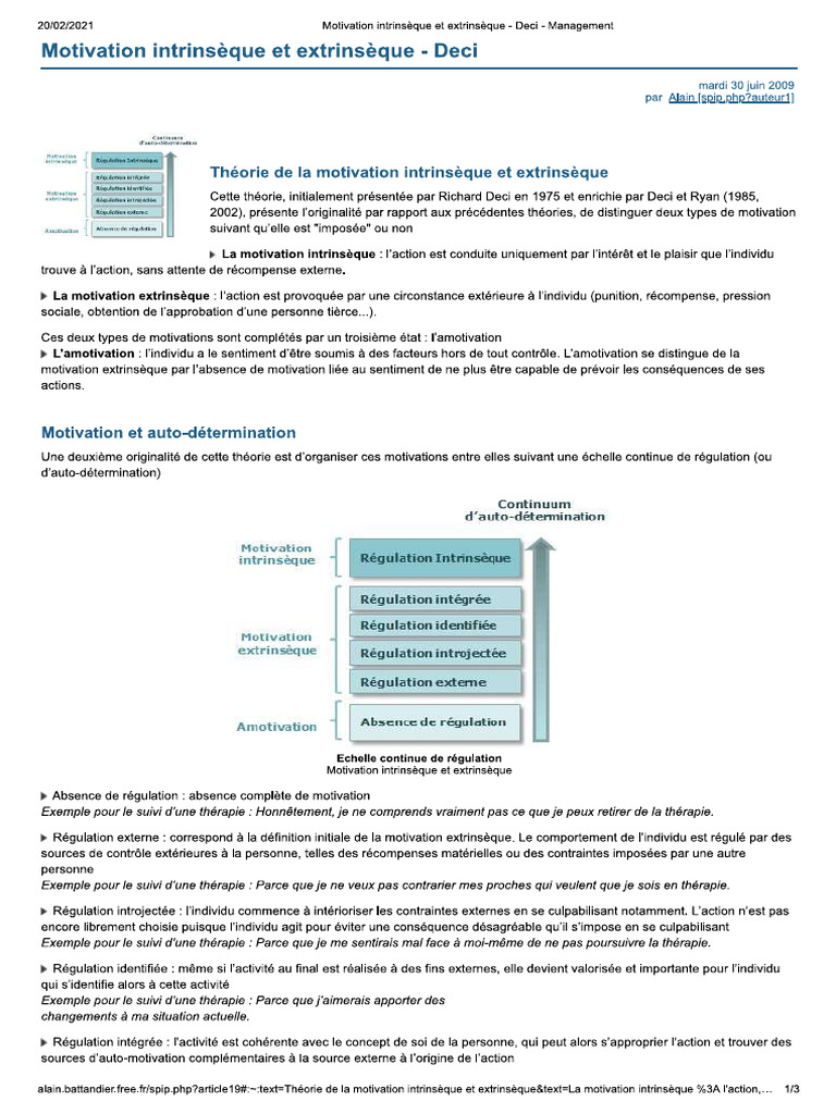 Motivation Intrinsèque Et Extrinsèque - Deci | PDF