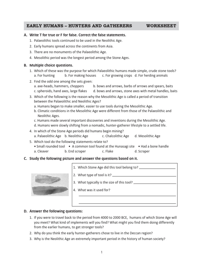 Worksheet Ch 2 Hist | PDF | Paleolithic | Stone Age