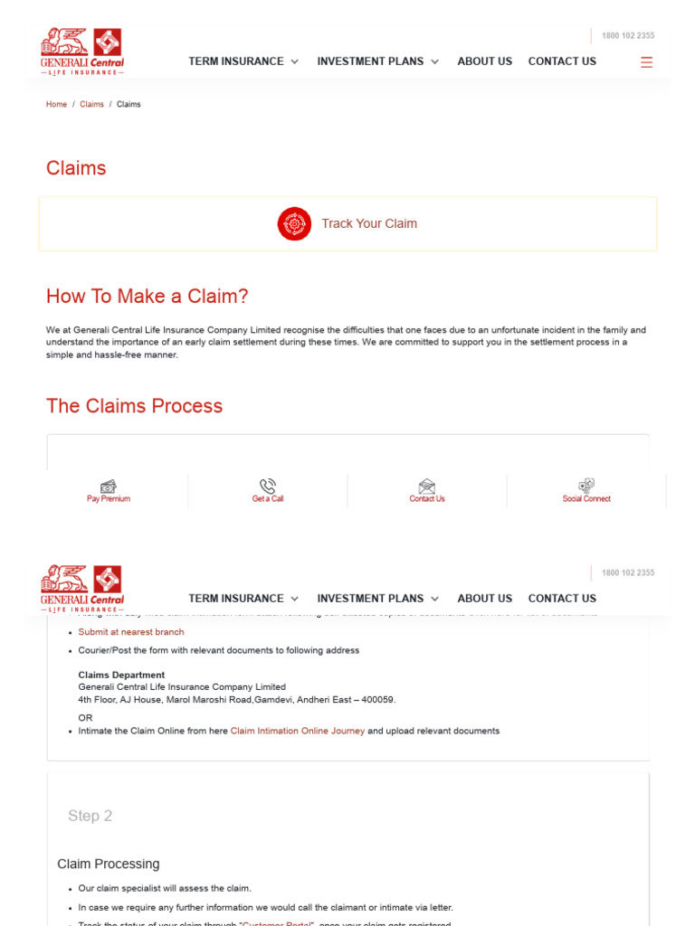 Claims Process for Generali Insurance | PDF | Insurance | Life Insurance
