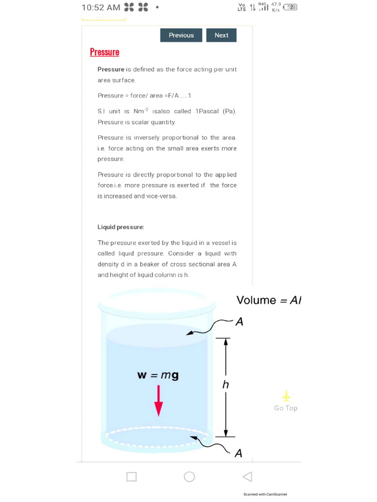 Science Pressure Class 10 | PDF