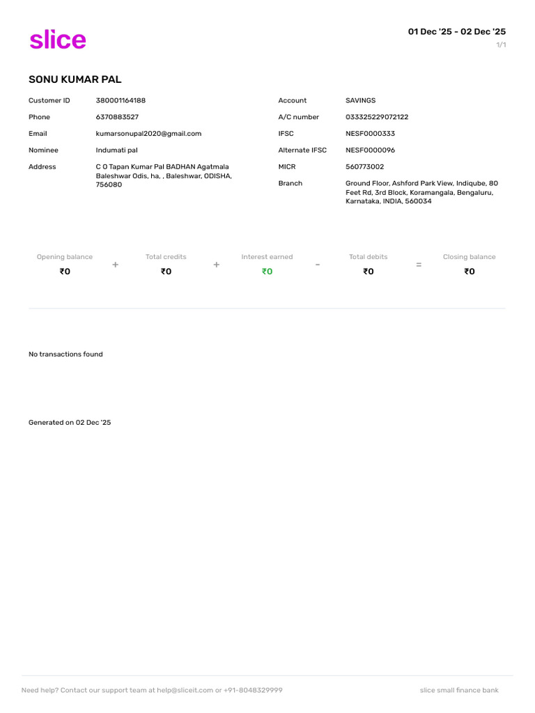 Slice Statement 01Dec25 02Dec25 | PDF
