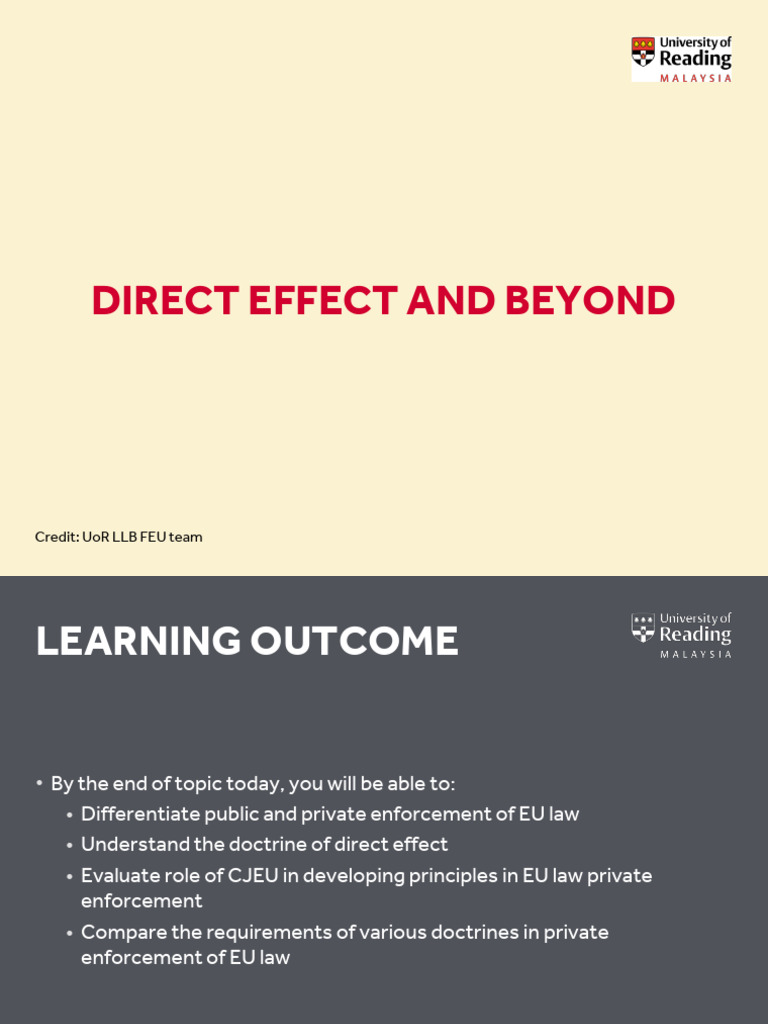 Understanding EU Law's Direct Effect | PDF | Directive (European Union ...