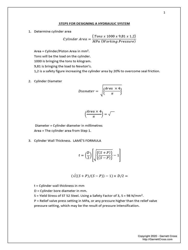Hydraulic System Calculations | PDF | Pump | Engines