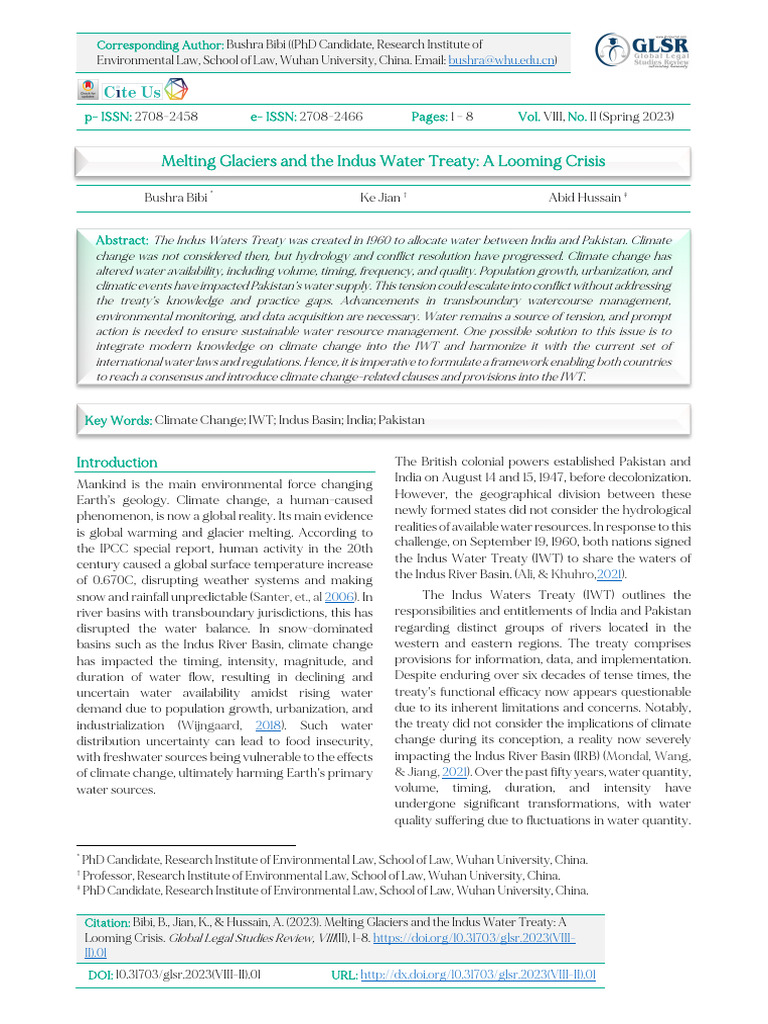 Indus Water Basin and Climate Change | PDF | Climate Change | Water