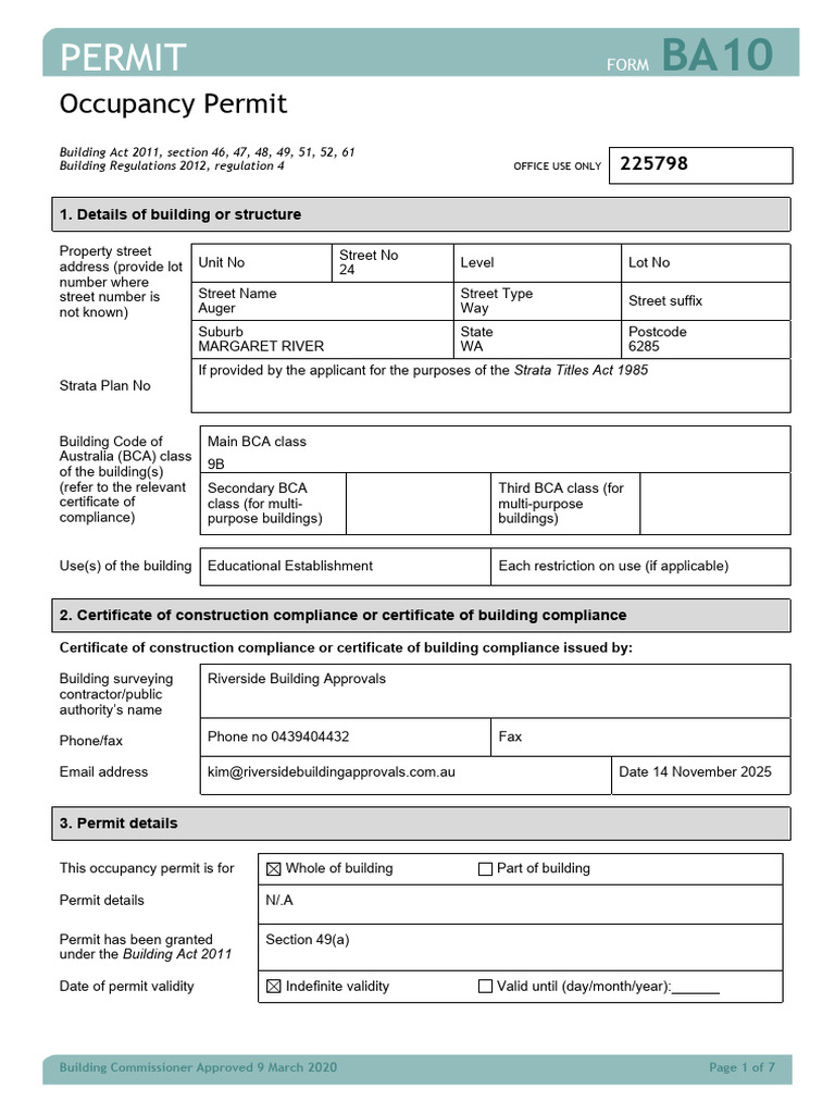 Occupancy Permit for Educational Building | PDF | Safety