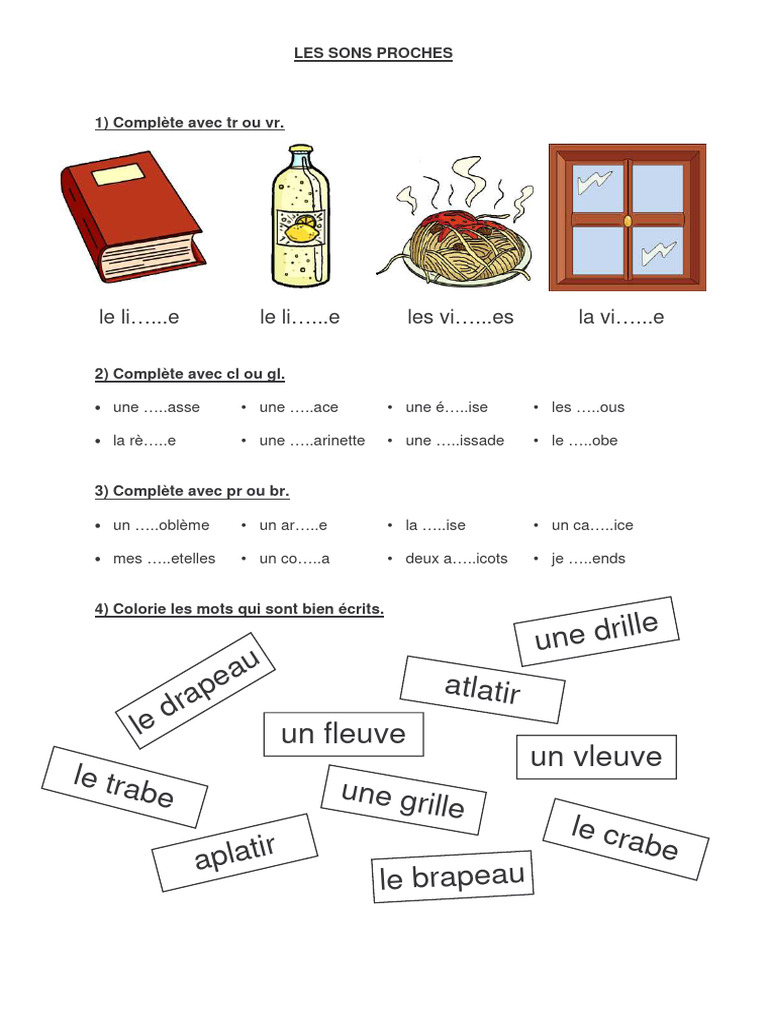Exercices sur les sons proches en français | PDF