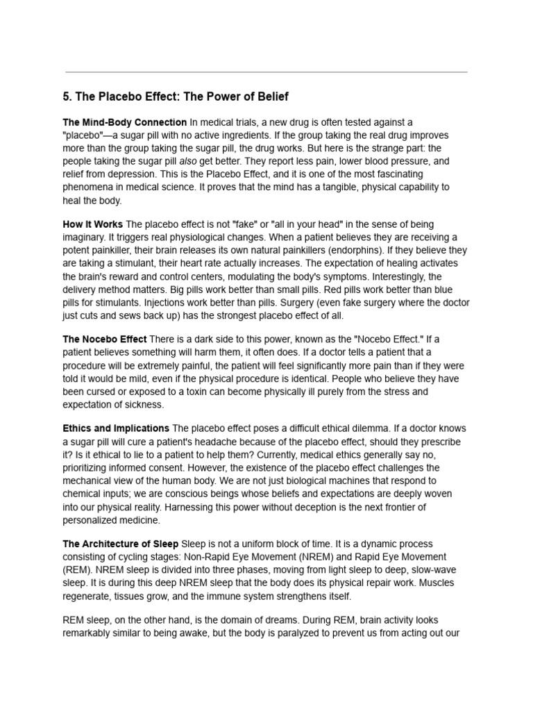 Ethics The Placebo Effect - The Power of Belief | PDF | Placebo | Sleep