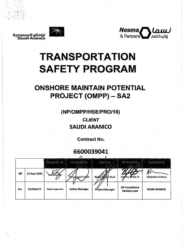 Transportation Safety Program - Sample | PDF | Car | Wheeled Vehicles