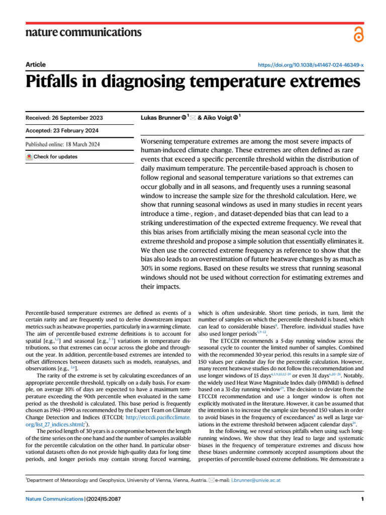 Diagnosing Temperature Extremes Biases | PDF | Heat Wave | Standard ...