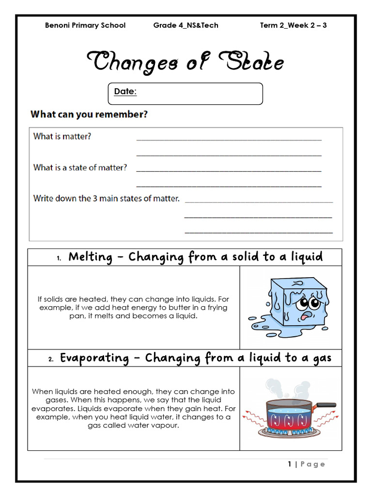 Grade 4 Changes of State Science Lesson | PDF | Liquids | Water