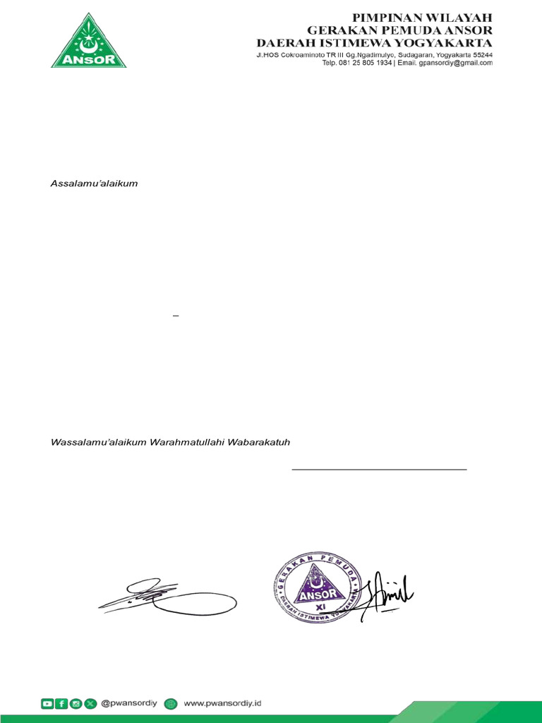 Undangan Ketua Pac Gp Ansor Se-d.i. Yogyakarta | PDF