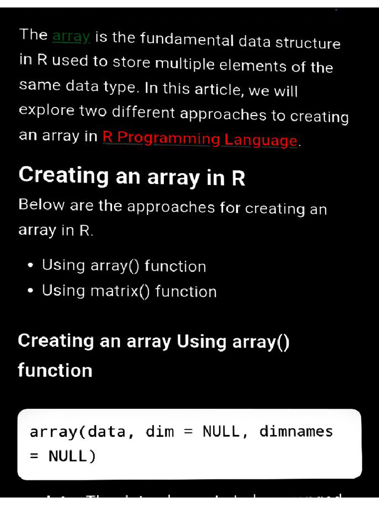 Arrays in R Programming | PDF