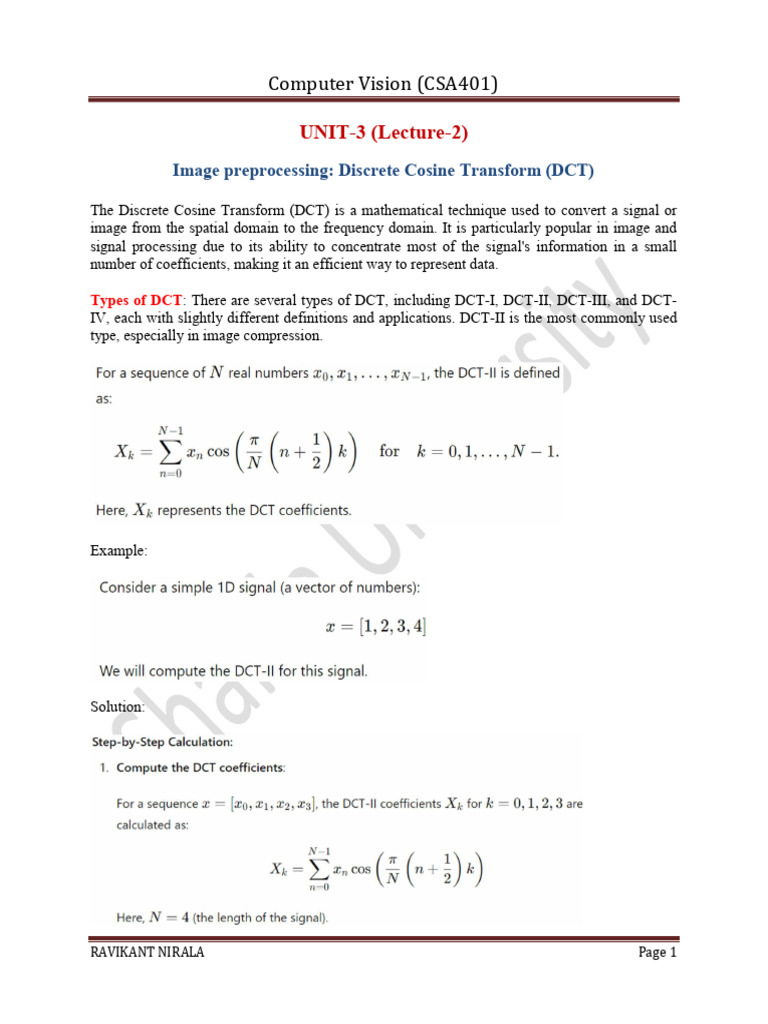 DCT in Image Processing Explained | PDF