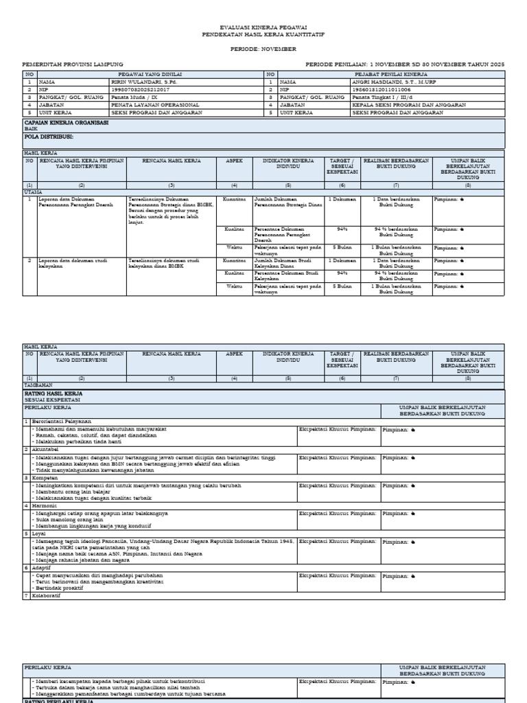 Evaluasi Kinerja Pegawai Rr | PDF