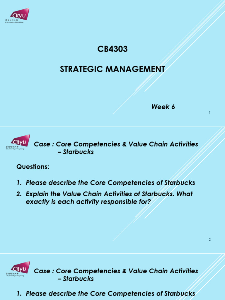 Starbucks Core Competencies & Value Chain | PDF | Starbucks | Strategic ...
